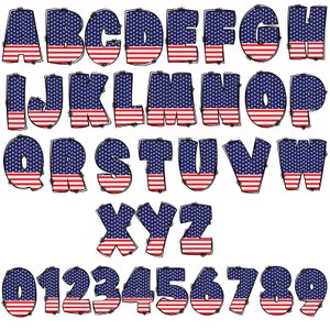 4TH July USA Letters Png Bundle, Patriotic Doodle Alphabet, USA Letters ...