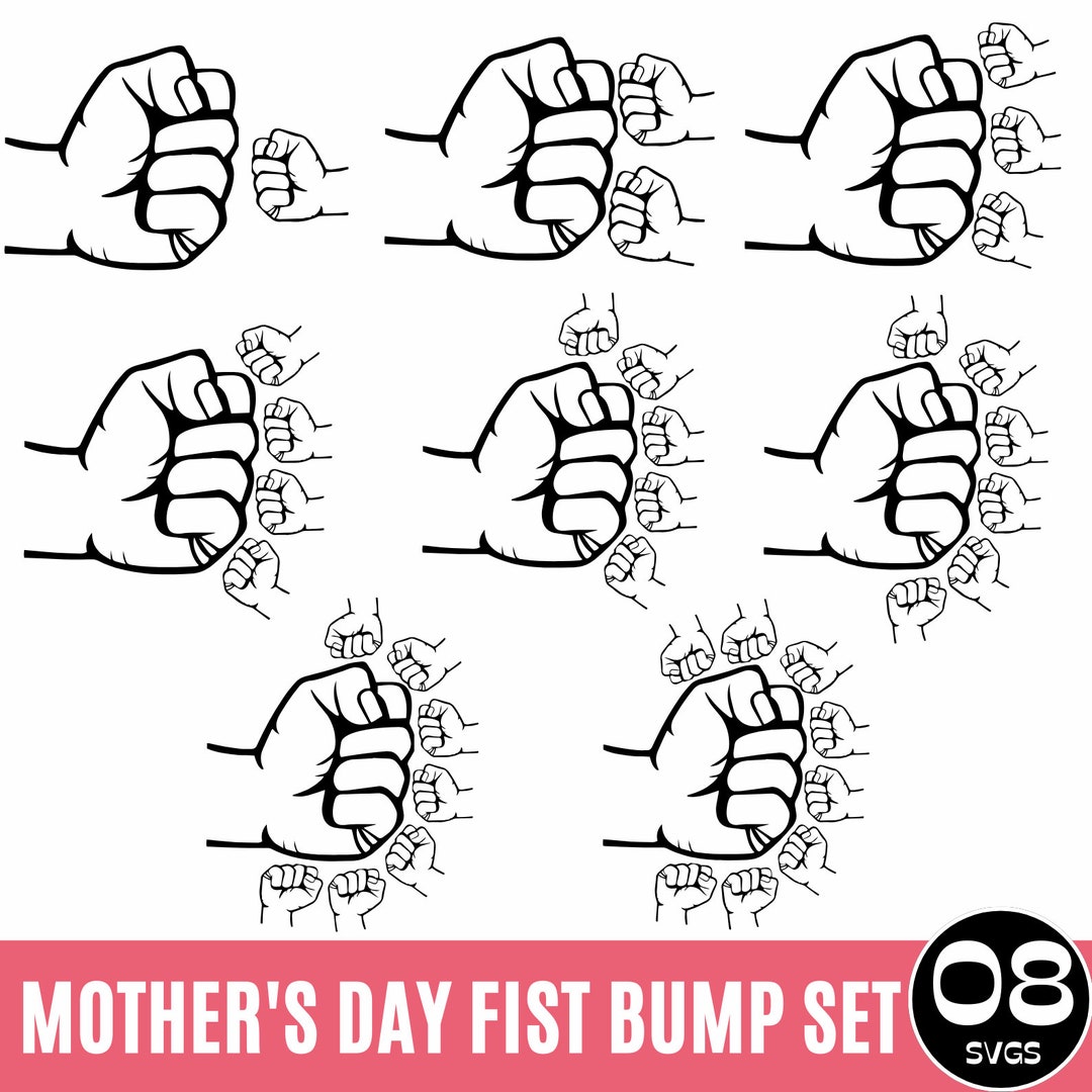 1-8 Hands Dot Mom and Childs SVG Bundle, Mother's Day Fist Bump Set ...
