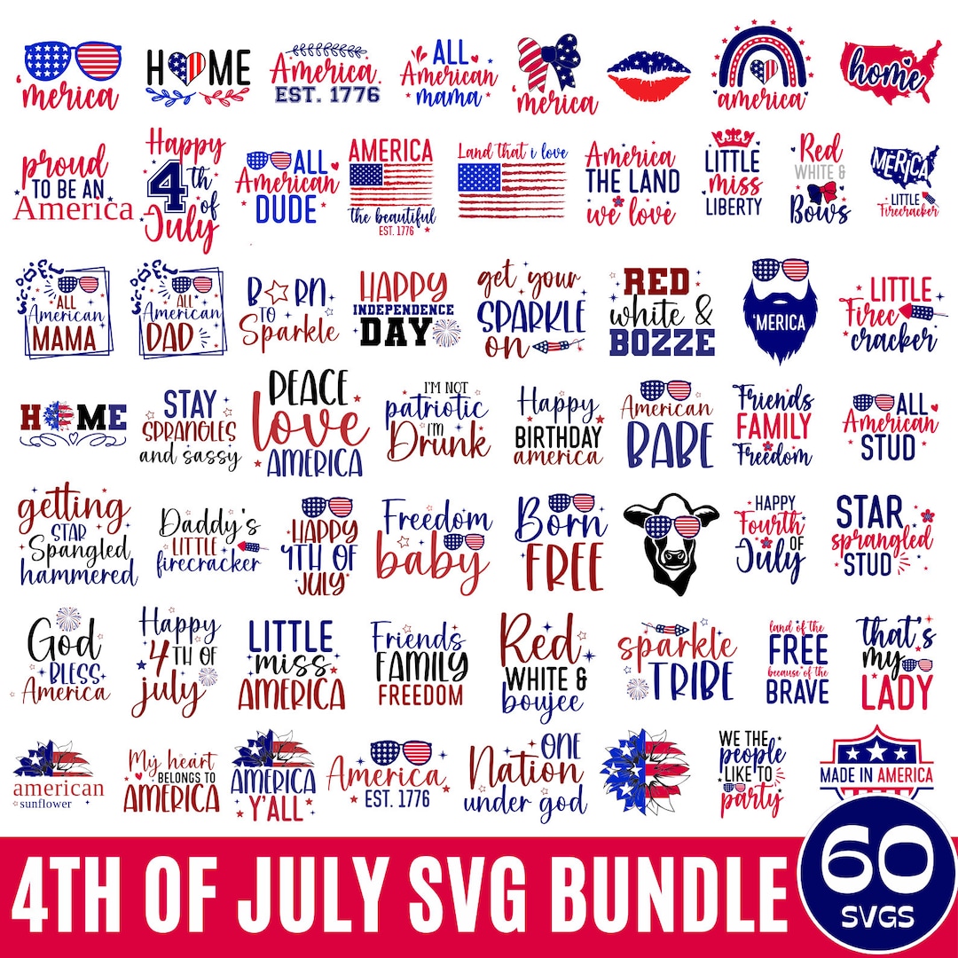 4th of July Svg Bundle, 4th of July Quotes, Fourth of July Svg, Retro ...