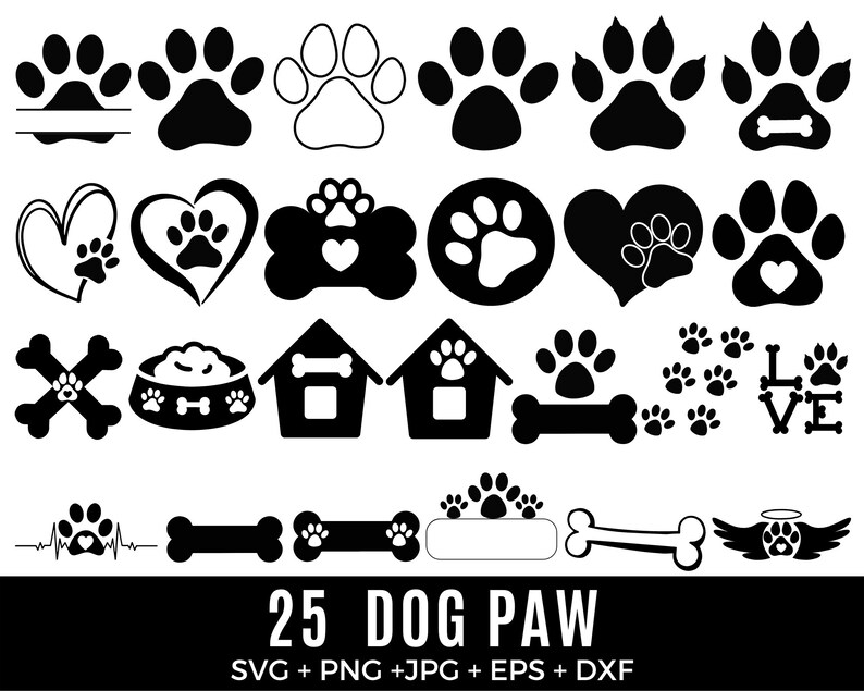25 Dog Paw Svg Bundle Paw Prints Bundle Paws Clipart - Etsy