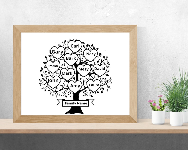 Family Tree 11 Member Svg, Family Reunion Svg, Family Heart Tree Svg ...