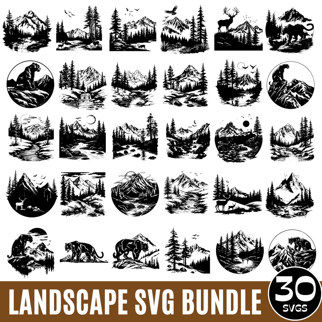 Landscape Svg Bundle, Mountains Svg, Forest Scene Svg, Camping Svg ...