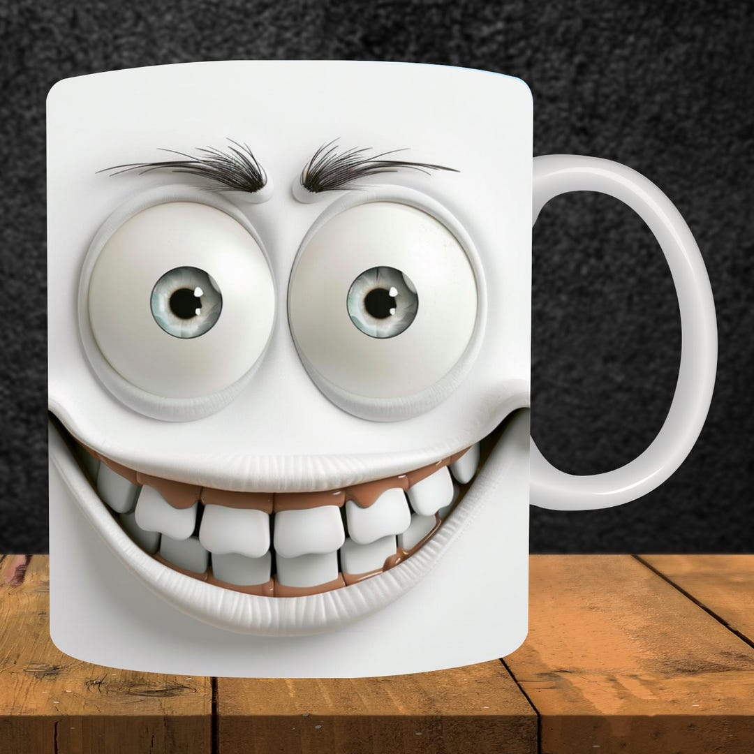 3D Funny Sarcastic Mug, 3D Funny Faces Mug Wrap, 11 Oz & 15 Oz Mug ...