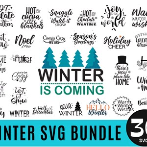 30 Winter SVG Bundle, Hello Winter SVG, Let It Snow Svg, Winter Sayings ...