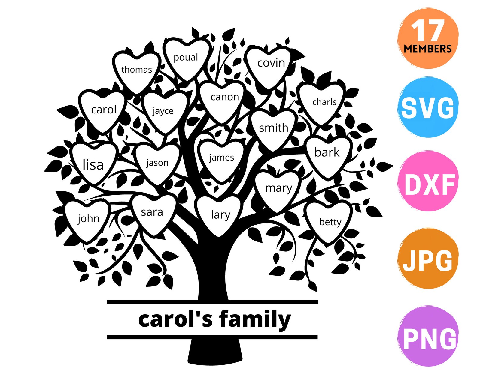 Family Tree Svg 17 Members, Family Reunion Svg, Custom Family Tree Svg ...