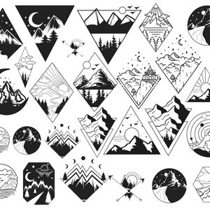 MEGA Geometric Mountain and Forest BUNDLE, Mountain Svg Hand Drawn ...