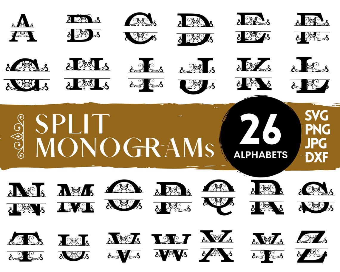 Split Monogram SVG Family Name SVG Split Alphabet Svg | Etsy