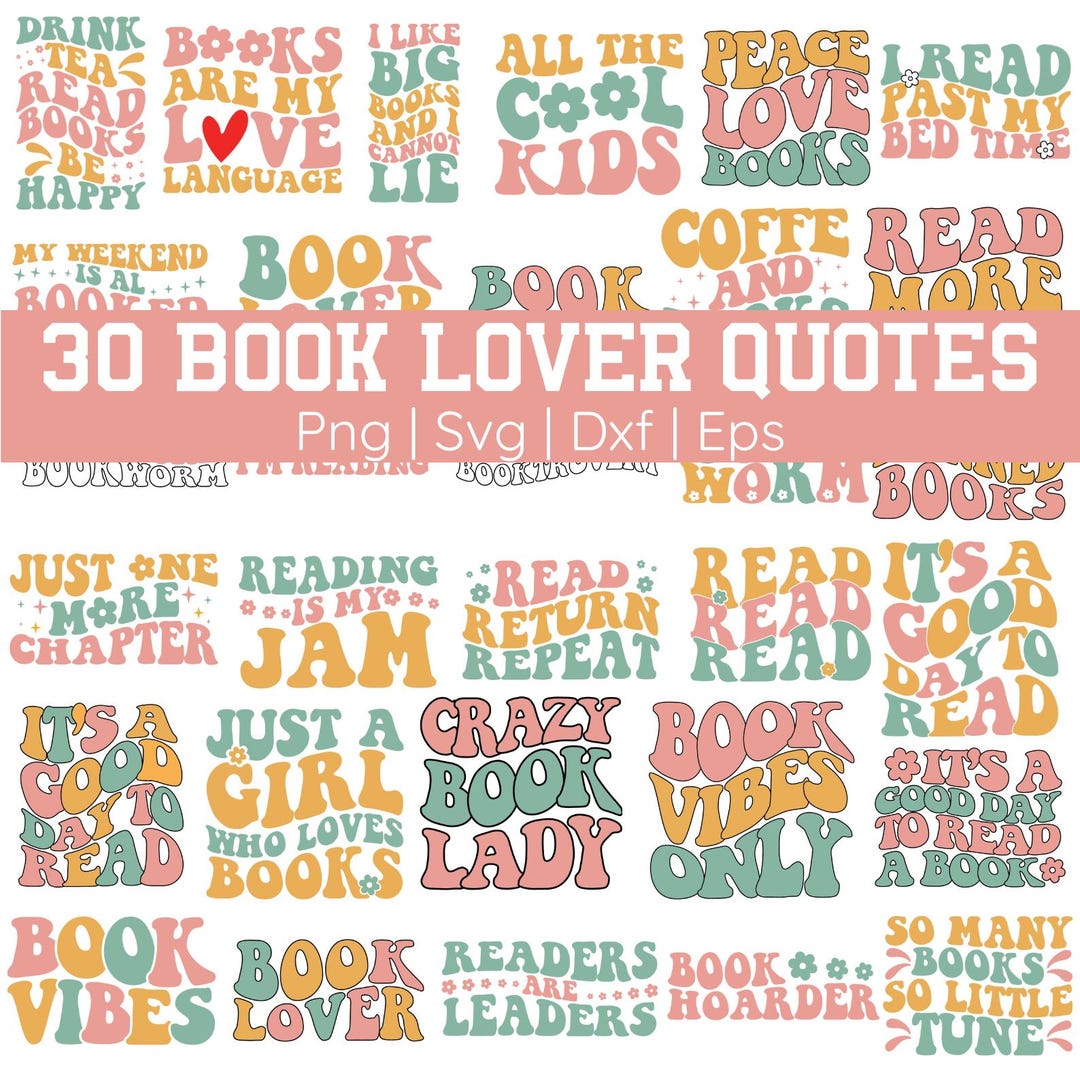 30 Books Quotes PNG Bundle, Book Reading Clipart, Floral Book Png ...
