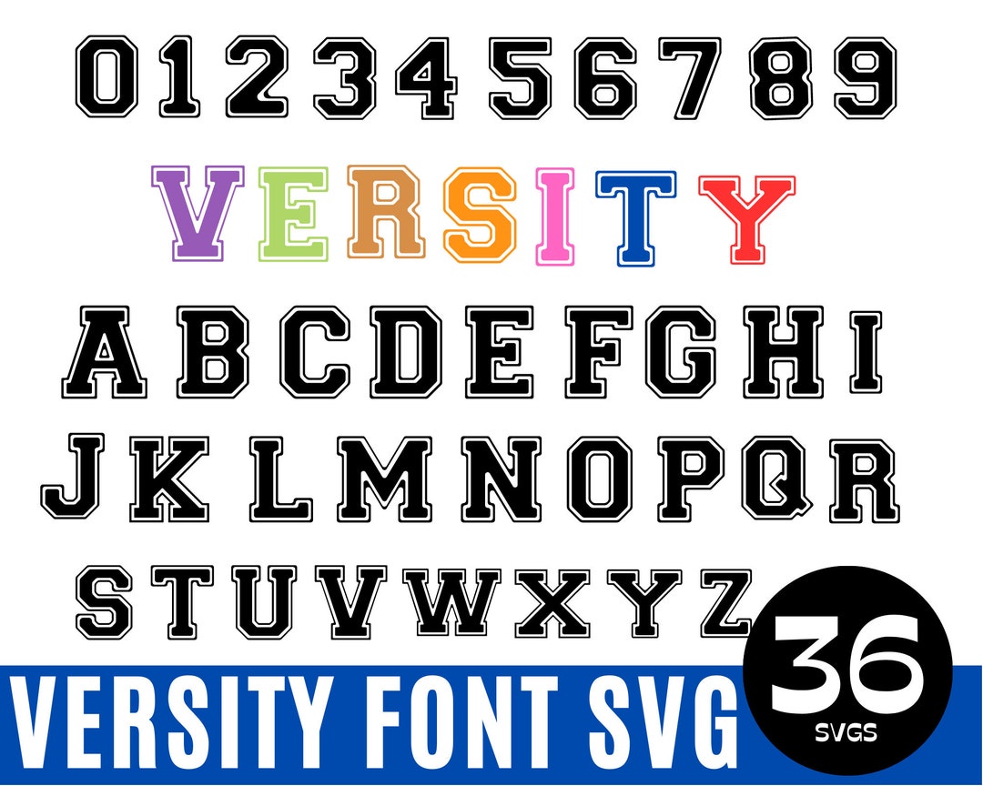 Varsity Font Svg, Baseball Font Svg, Block Font Svg, Sports Font Svg ...