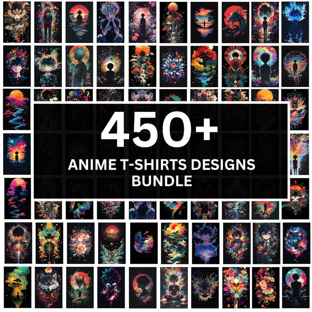 450+ Anime T-shirt Designs PNG Bundle, Featuring Artistic Characters ...
