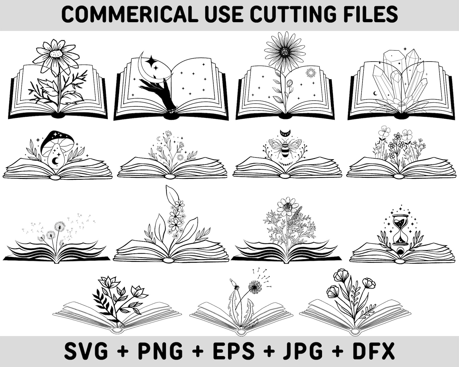 Floral Book Svg Book Svg Flowers With Book Book With - Etsy