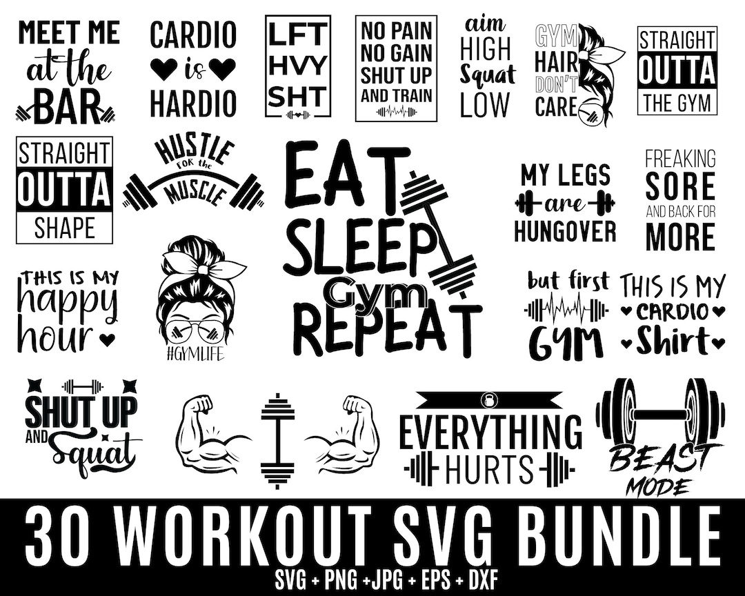 Funny Workout Svg | Workout Bundle Svg | Motivational Exercise Svg ...