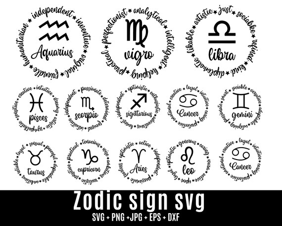 Zodiac Signs SVG Bundle Astrology Signs Svg Star Sign Svg - Etsy
