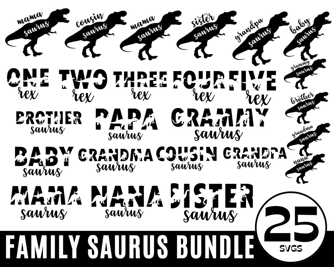 25 Family Saurus Svg Bundle , Dinosaur Family Svg ,mama Saurus Svg ...