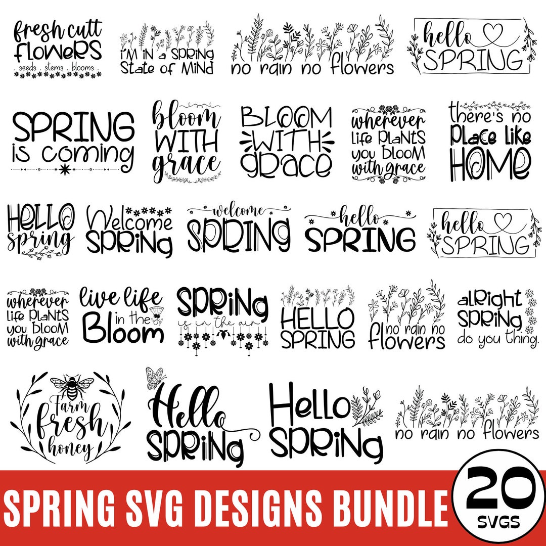 Spring SVG Bundle, Hello Spring SVG, Welcome Spring Svg, Floral Svg ...