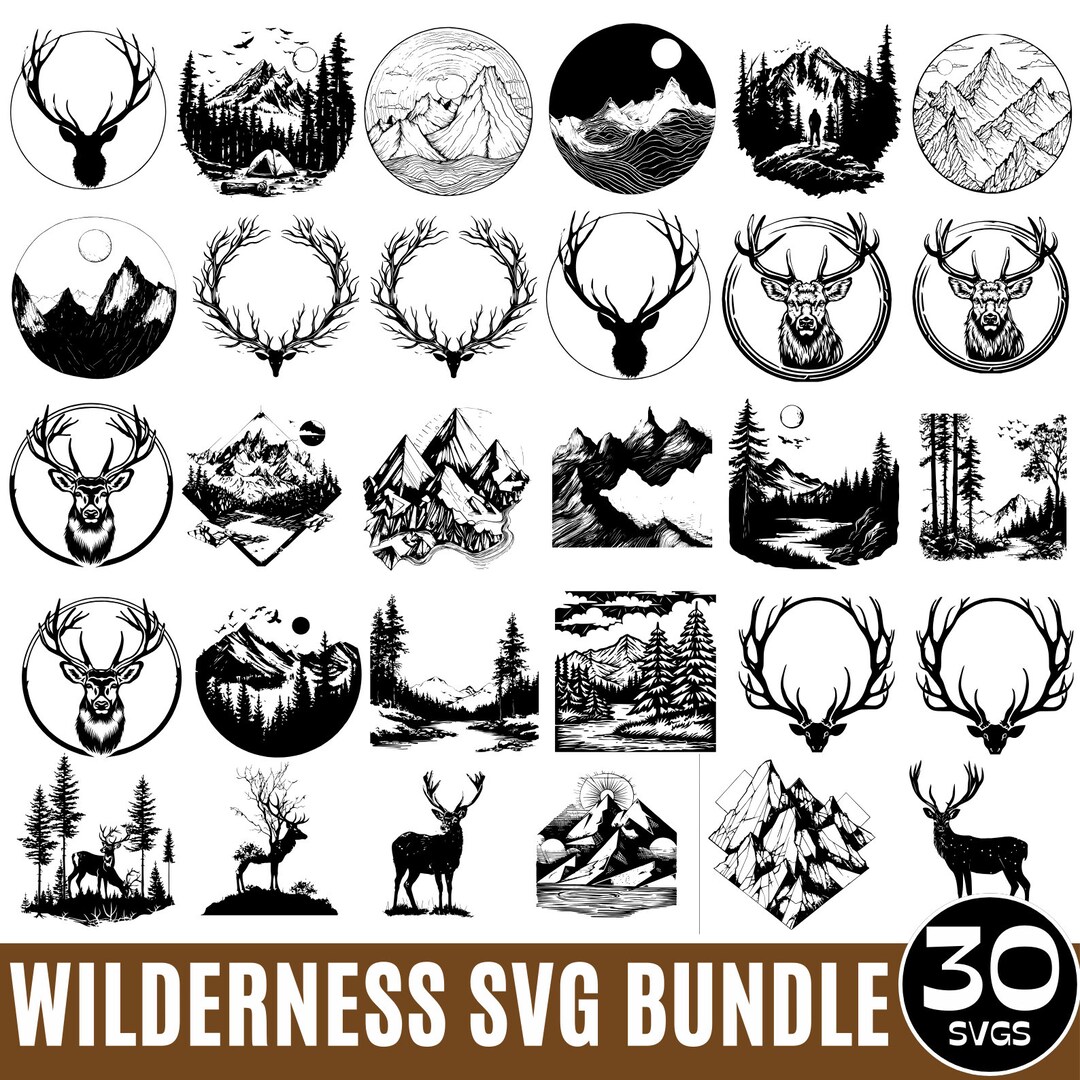 Deer in the Forest Svg Bundle, Deer Svg Designs, Wilderness Svg, Deer ...
