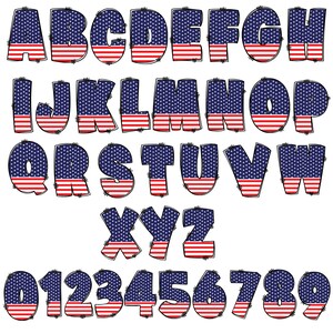 4TH July USA Doodle Letters Png Bundle, Patriotic Doodle Alphabet, USA ...