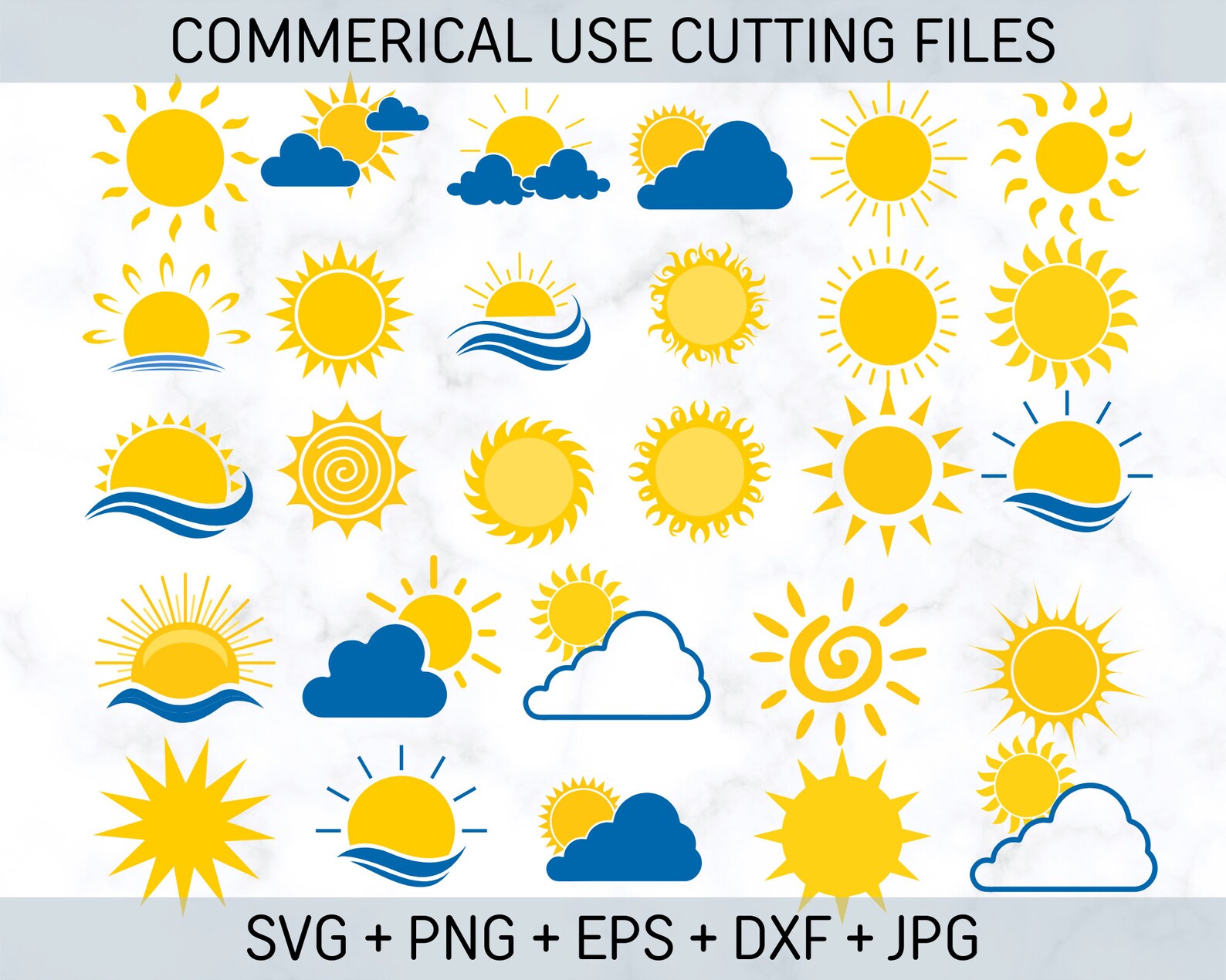 Sun Svg Bundle Sunshine Svg Cute Sun Svg Sun Ocean and Sun - Etsy