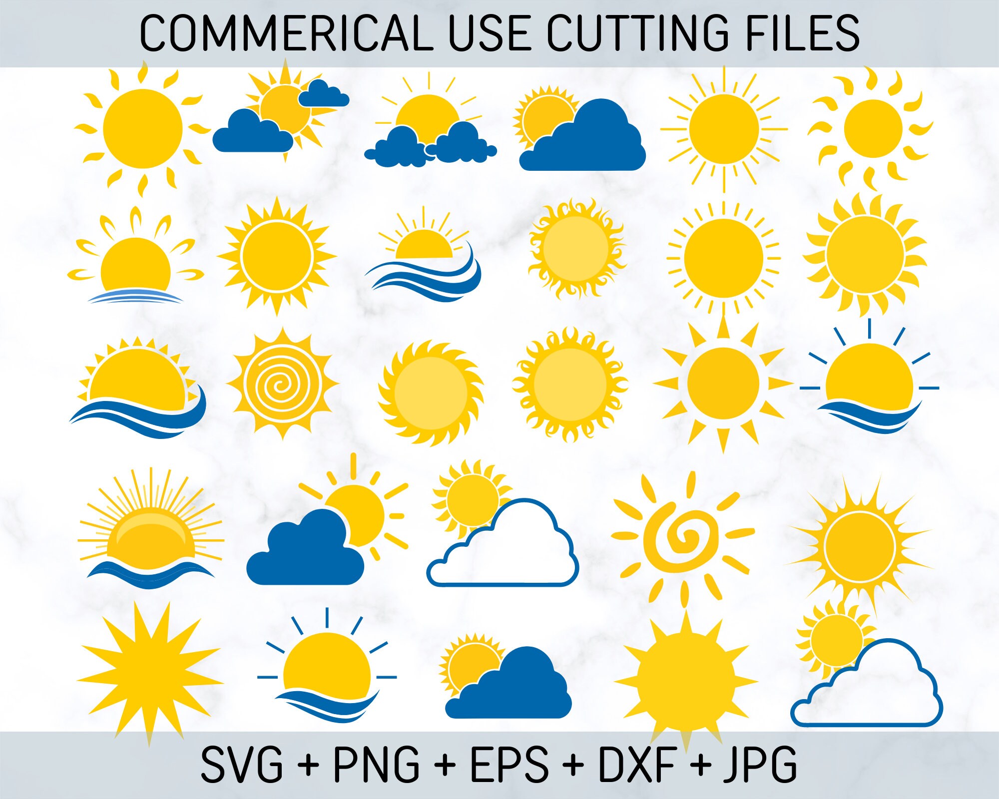 Sun Svg Bundle Sunshine Svg Cute Sun Svg Sun Ocean and Sun - Etsy