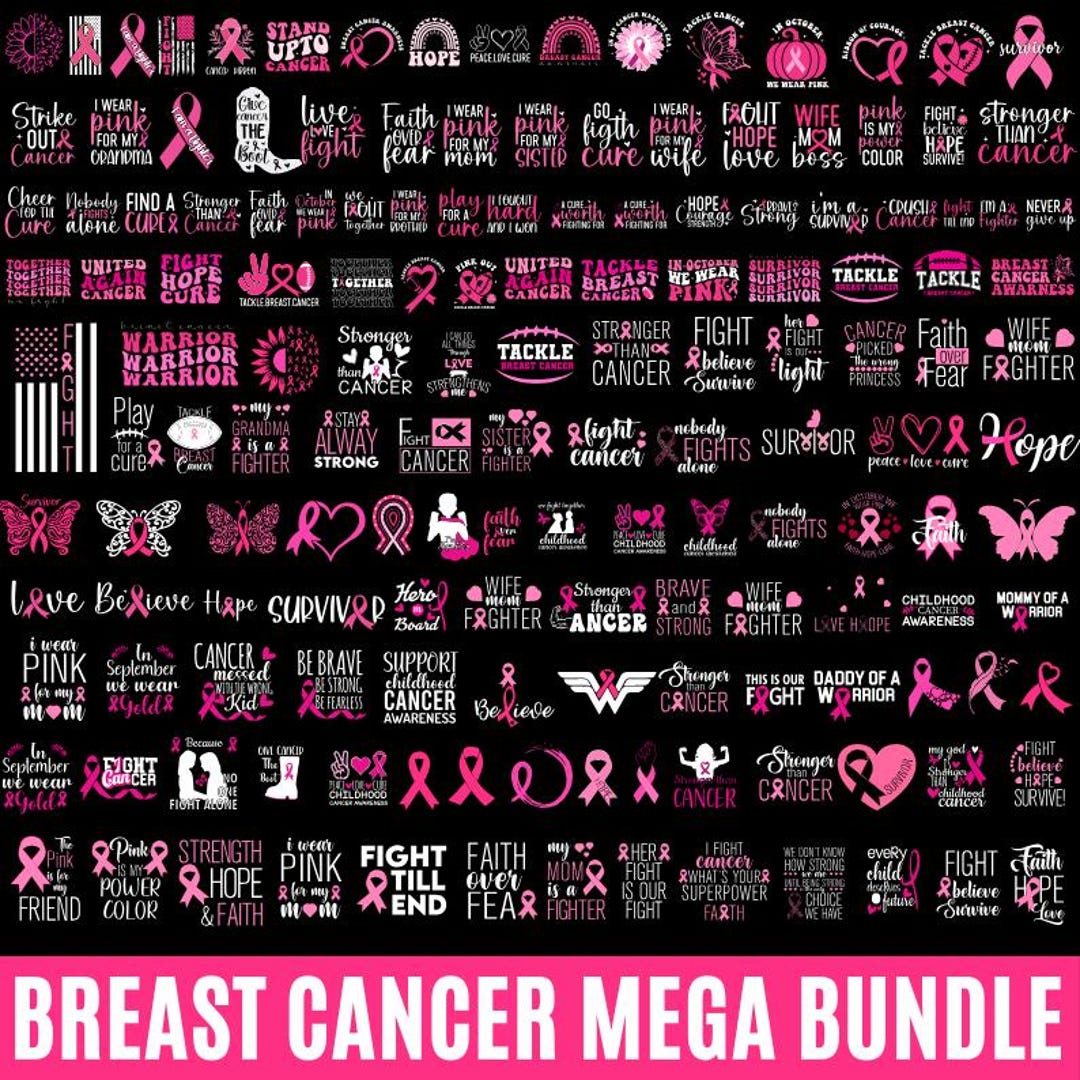 170 Breast Cancer SVG Bundle, Retro Breast Cancer Svg, Pink Awareness ...