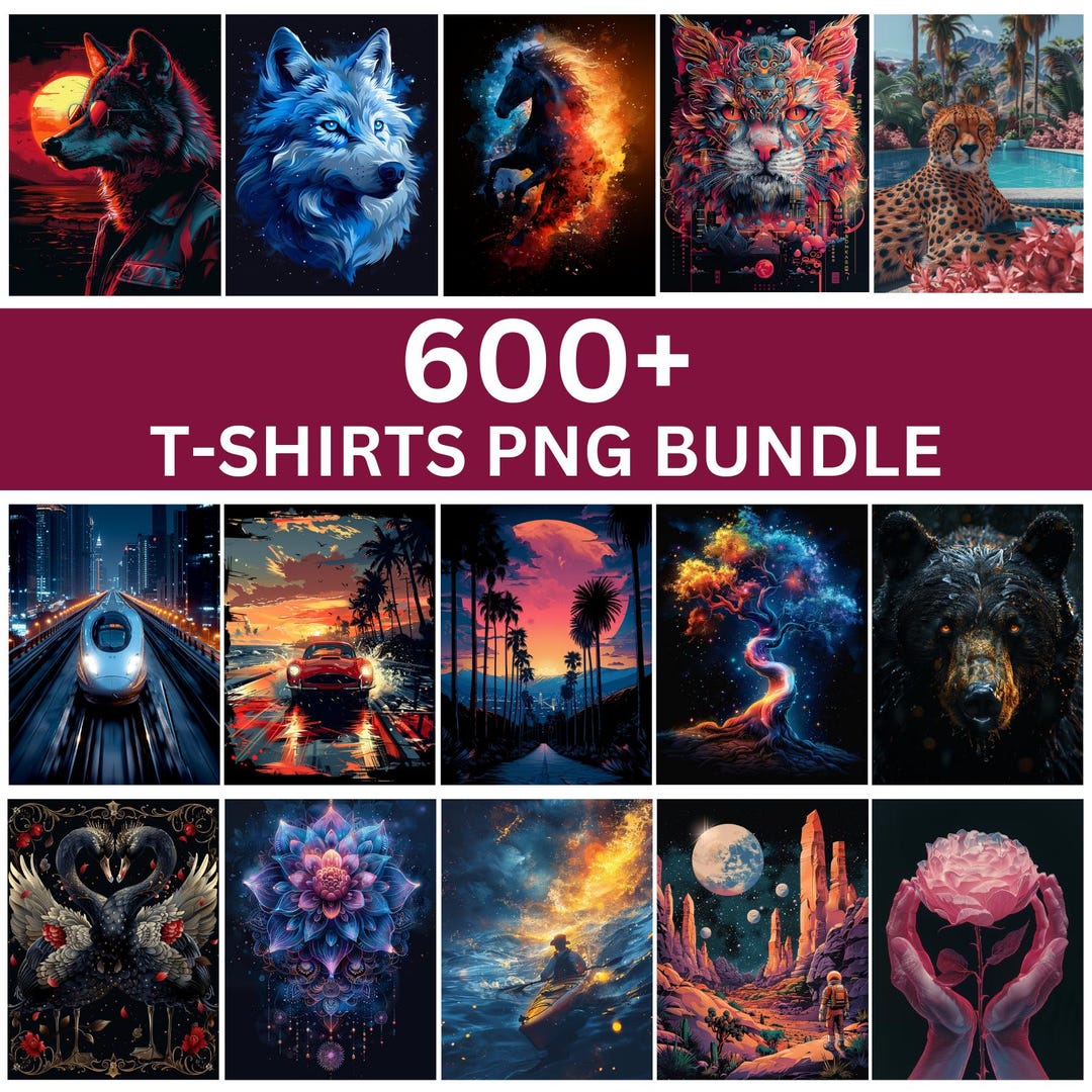 600+ T-shirt Designs Bundle, Colorful Tshirt PNG, Artistic T-shirt ...