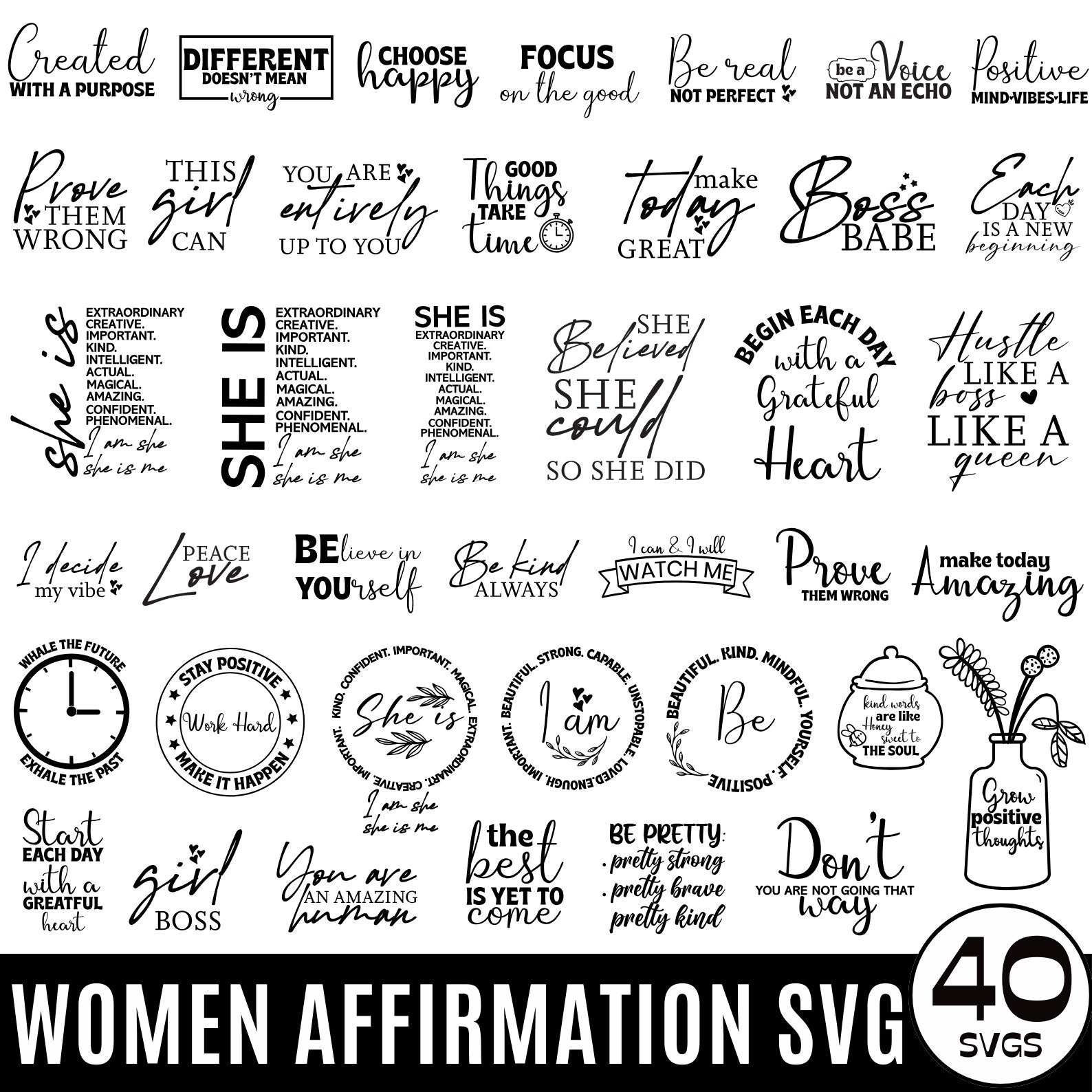 Woman Affirmation SVG Bundle, She is Me SVG, Women Empowerment Bundle ...