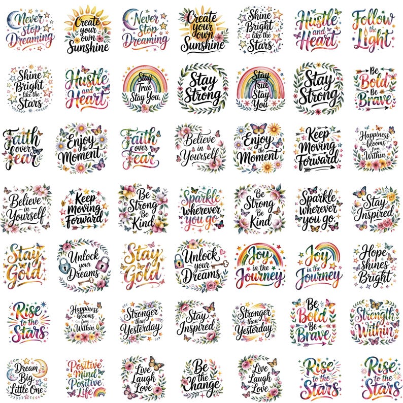 150+ Inspiration Quotes Png, Motivational Png Bundle, Positive Quote ...