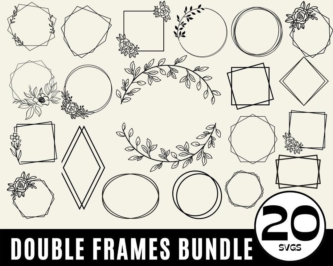 Double Frame SVG, Square Frame Bundle, Double Border, Rectangle, Circle ...