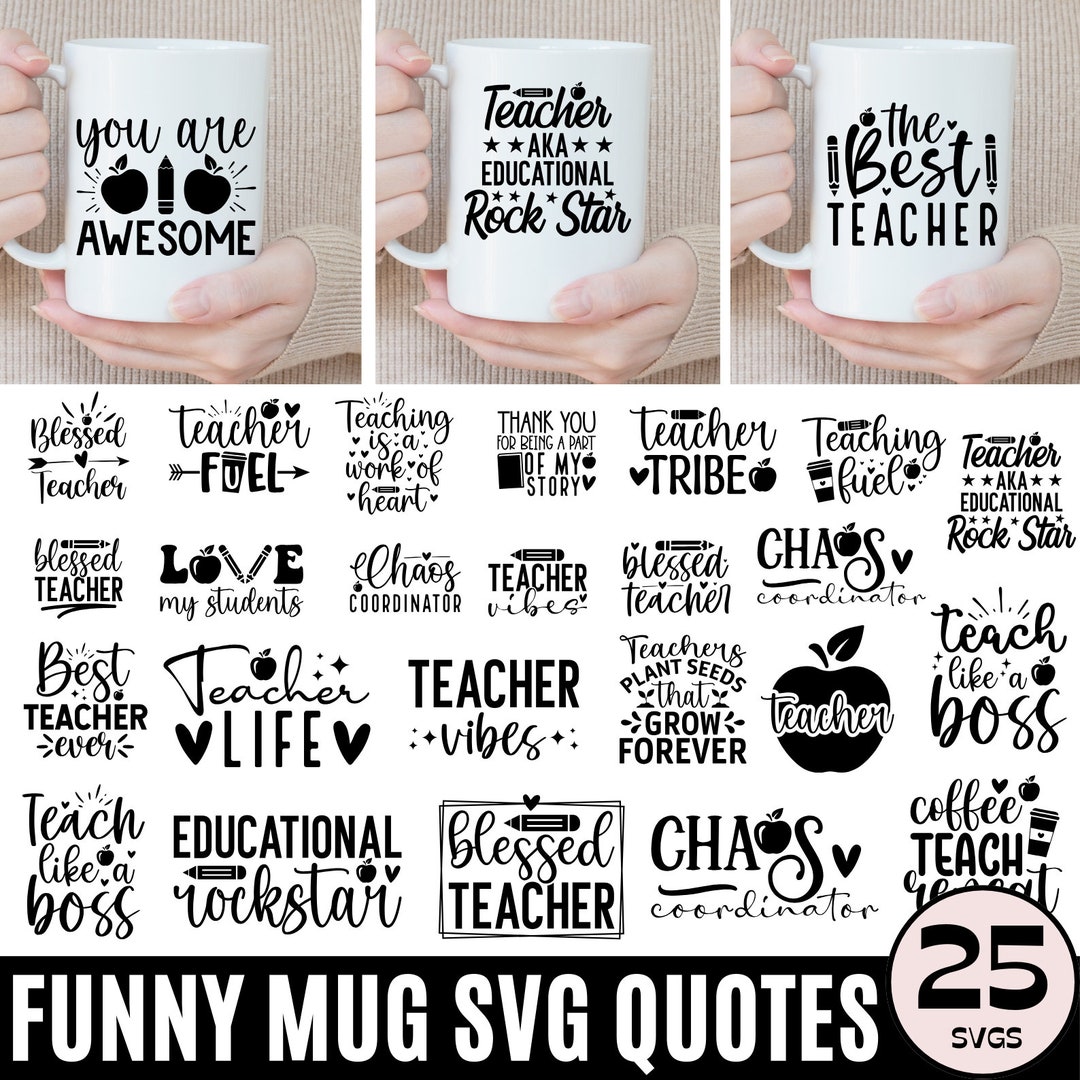 Teacher Life Mug SVG Bundle, Teacher Coffee Mug Template Sublimation ...