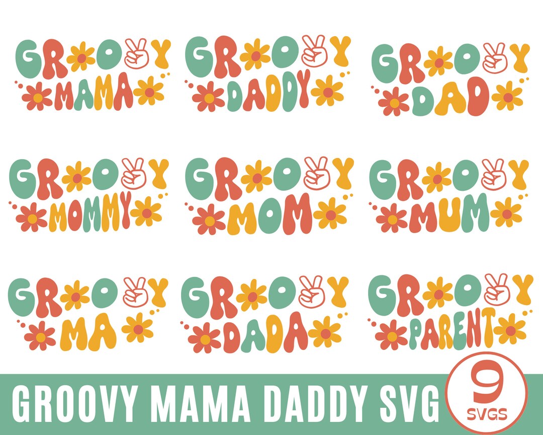 Groovy Mama Svg, Groovy Daddy Svg, Retro Family Svg, Matching Mom and ...