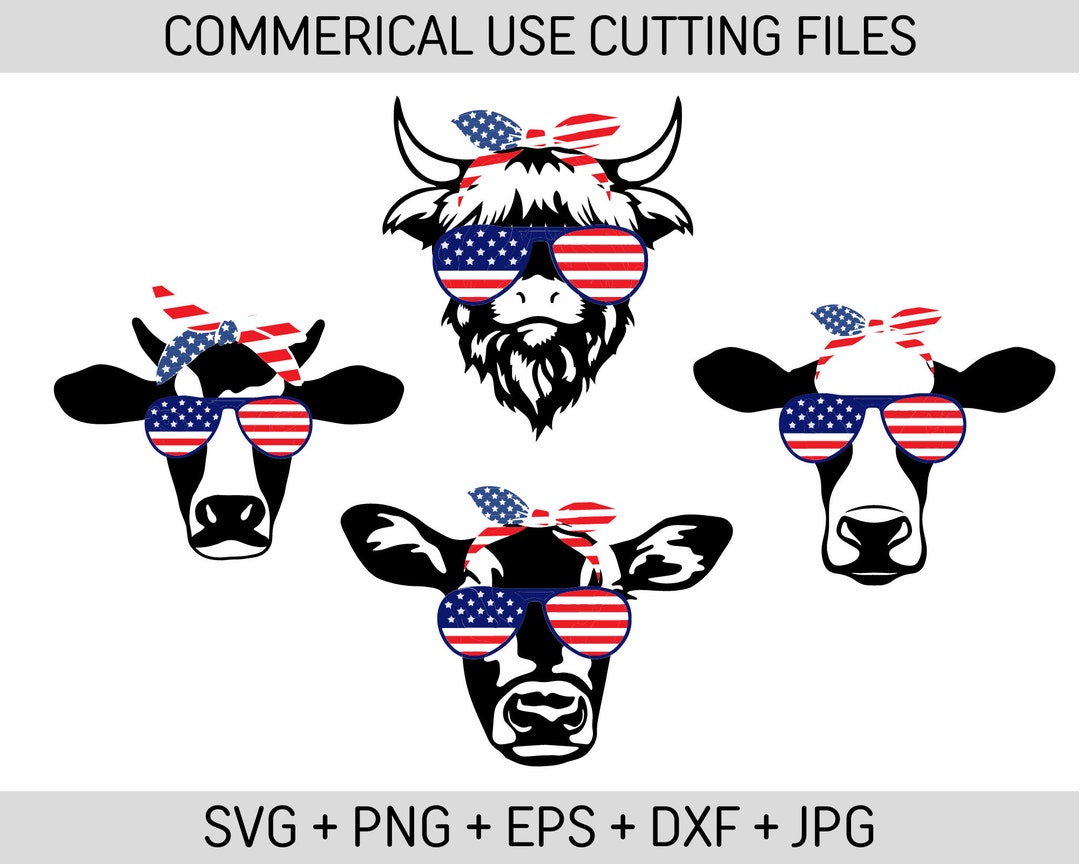 Cow SVG 4th of July Svg Highland Cow SVG Cow July 4th America Summer ...