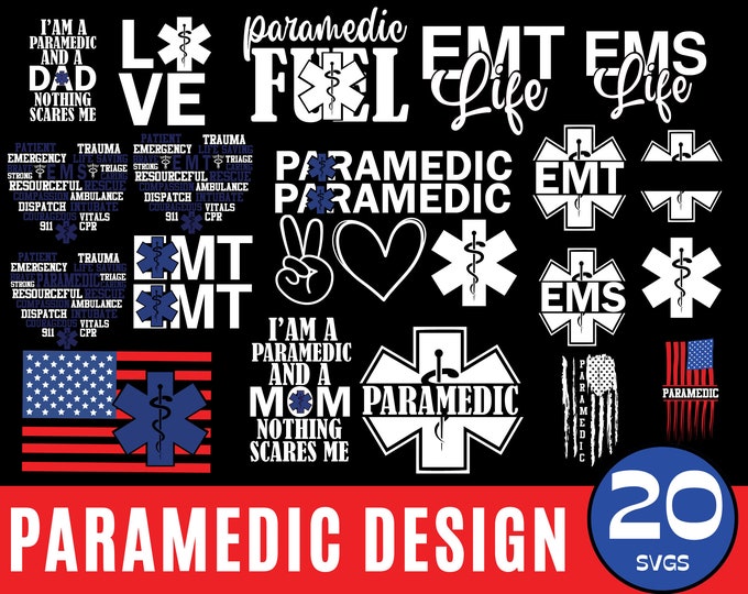 Paramedic Skull SVG Cut File Star of Life EMT EMS Medic Ambulance ...