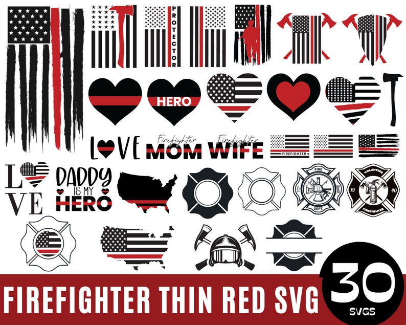 Firefighter Svg, Fire Department Svg, Fire Svg, Thin Red Line Svg ...