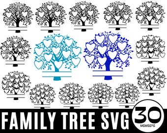 Family Tree 15 Members Svg Family Heart Tree Svg/png/dxf - Etsy