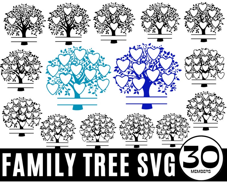 Family Tree Svg Bundle 1-30 Members Family Reunion Svg Tree - Etsy