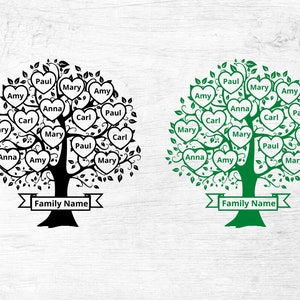 15 People Family Tree Svg, Family Tree Svg 15 Members, 15 Heart Tree ...