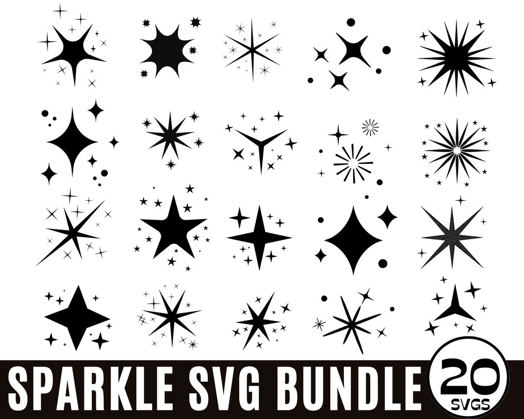 20 Sparkle Svg Bundle, Sparkle Stars SVG, Stars Svg, Bright Stars ...