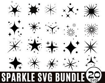 12 Sparkling Stars Svg, Sparkle SVG Bundle, Star Clipart, Sparkle Svg Cut Files for Cricut ...
