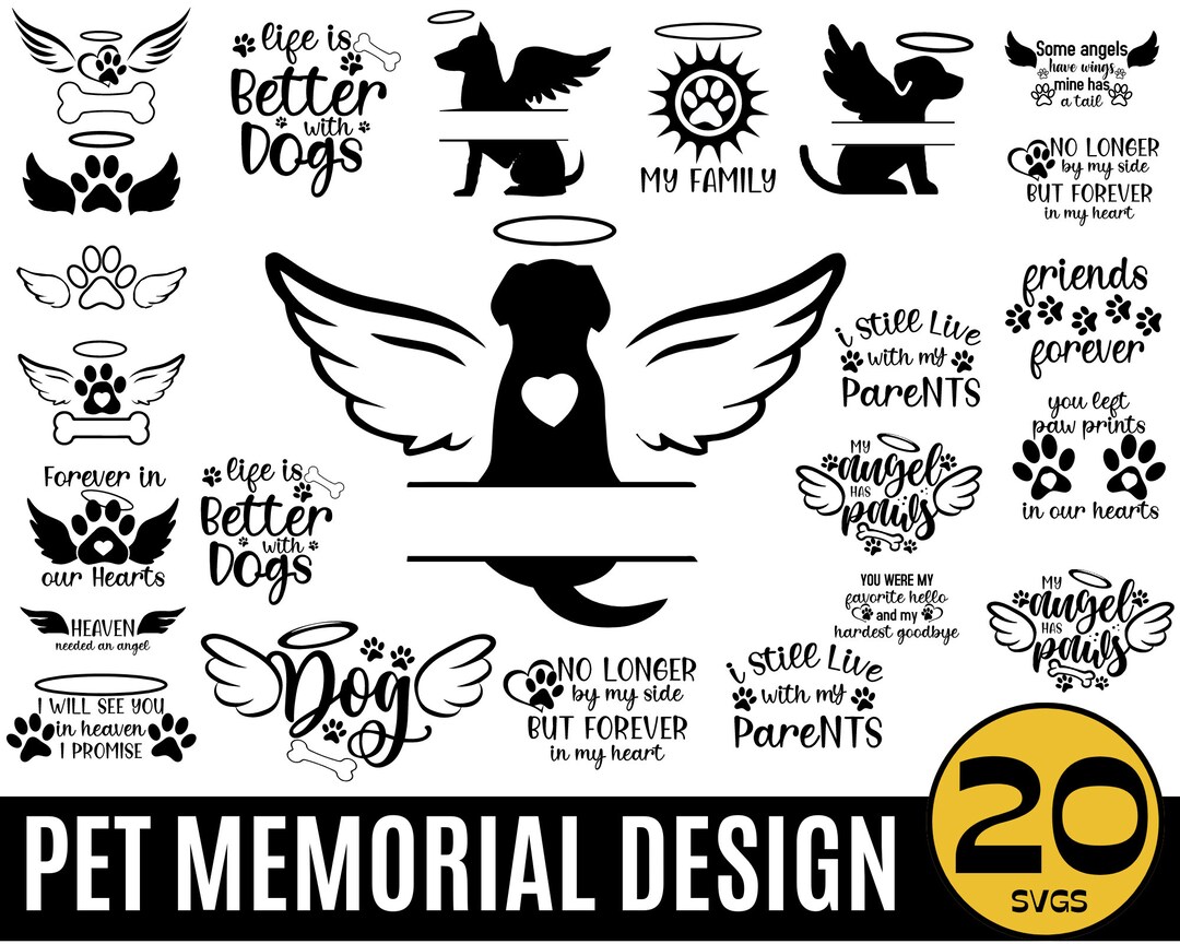 Pet Memorial Svg Bundles | Animal Lover Svg | Dog Memorial Paw Prints ...