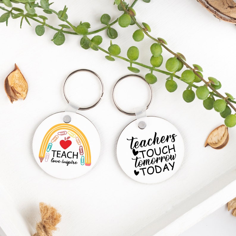 Teacher Keychain Svg Bundle, Teachers Quotes SVG, Boho Rainbow Teacher ...