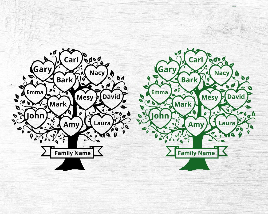 Family Tree 11 Member Svg Family Reunion Svg Family Heart - Etsy