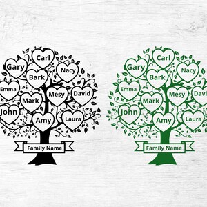 Family Tree 11 Member Svg, Family Reunion Svg, Family Heart Tree Svg ...