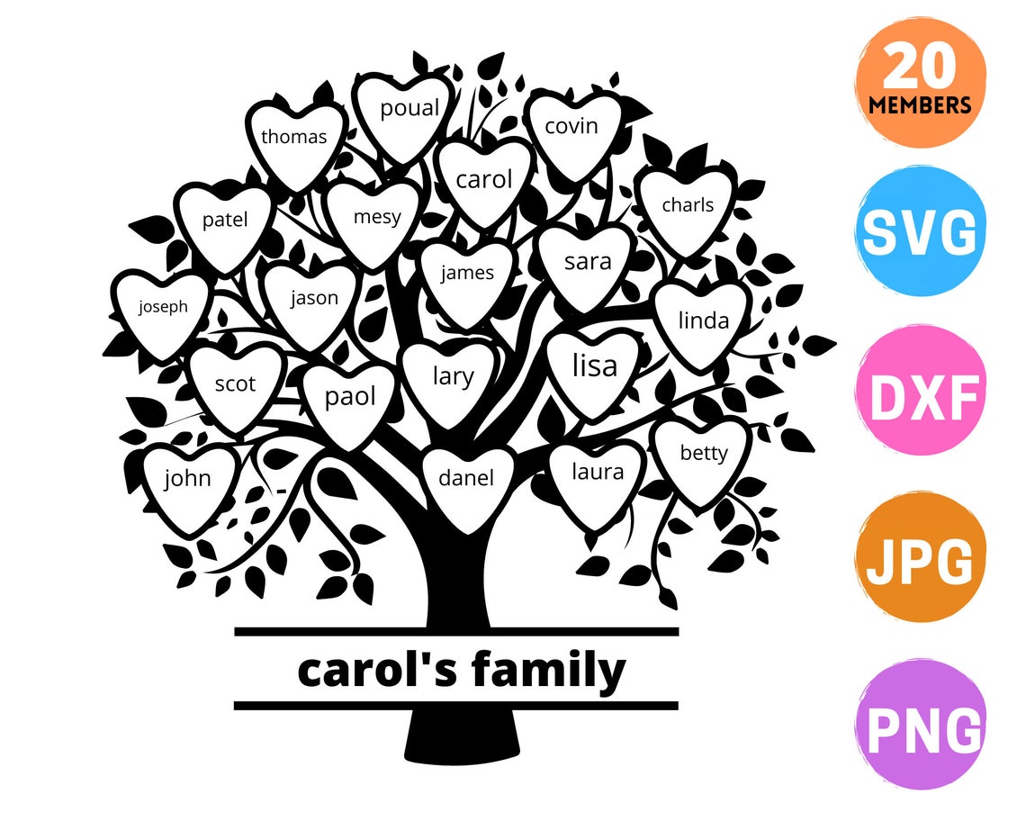 Family Tree Svg 20 Members, Family Reunion Svg, Custom Family Tree Svg ...