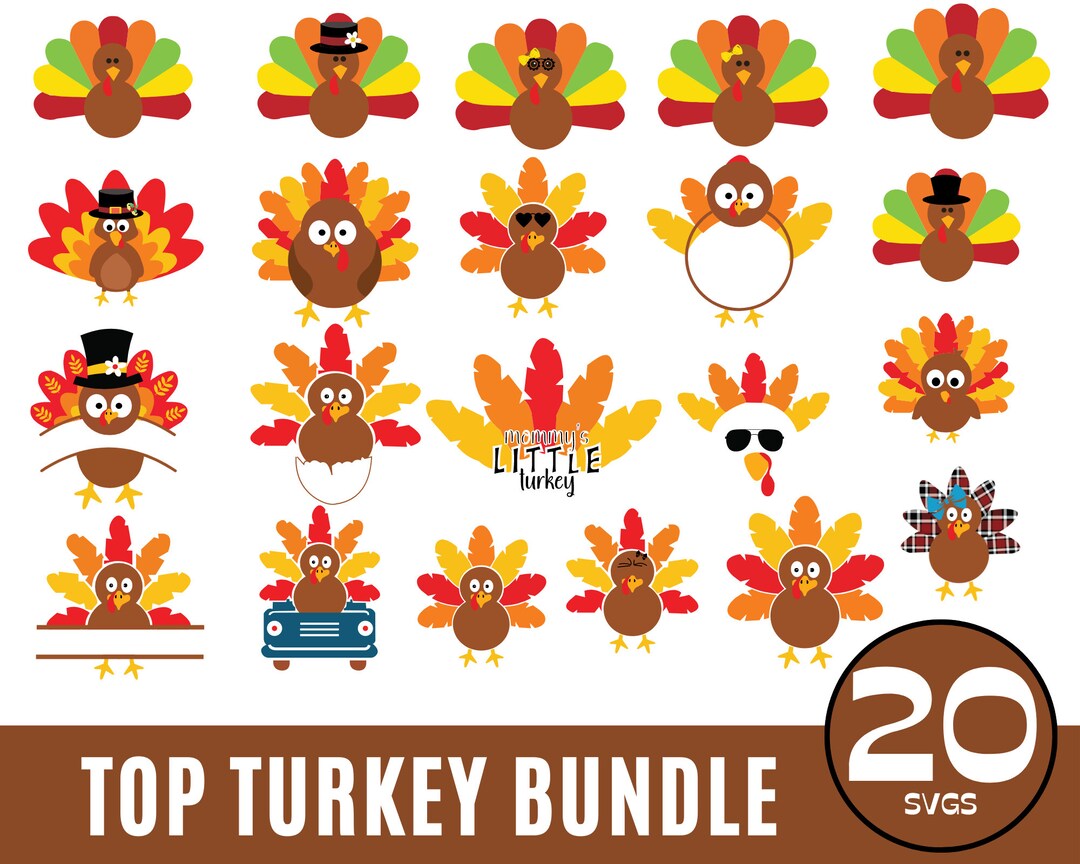 Thanksgiving Turkey Svg Bundle, Turkey Face Svg,cute Turkey Svg, Happy ...