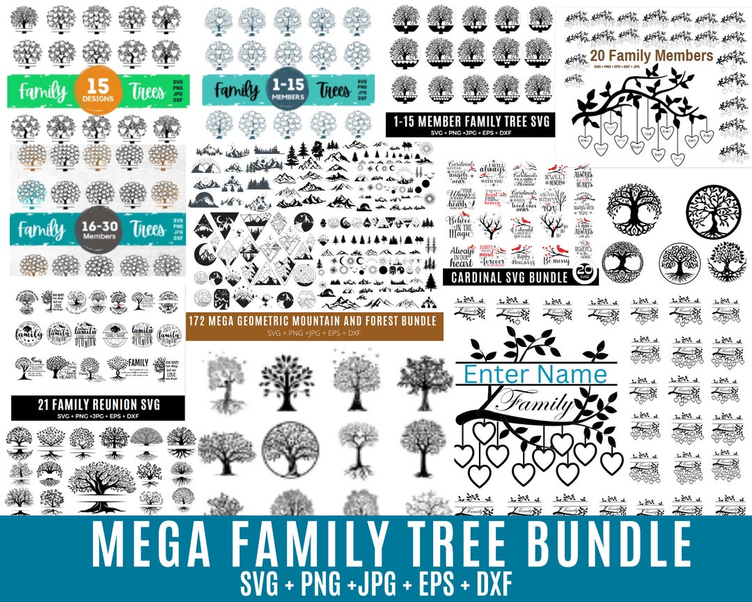 Mega Family Tree Bundle 1-30 Members Family SVG Family Tree - Etsy Canada