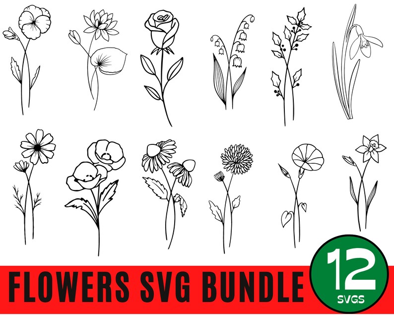 Flowers Svg Bundle Minimal Wildflower Svg Wildflowers Flower - Etsy
