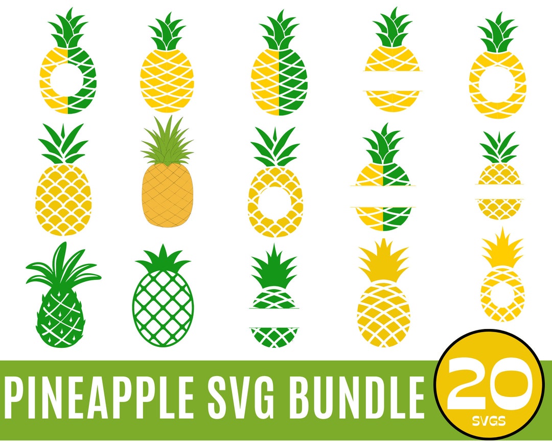 Pineapple SVG, Pineapple Bundle Svg Files, Pineapple Monogram Frame ...