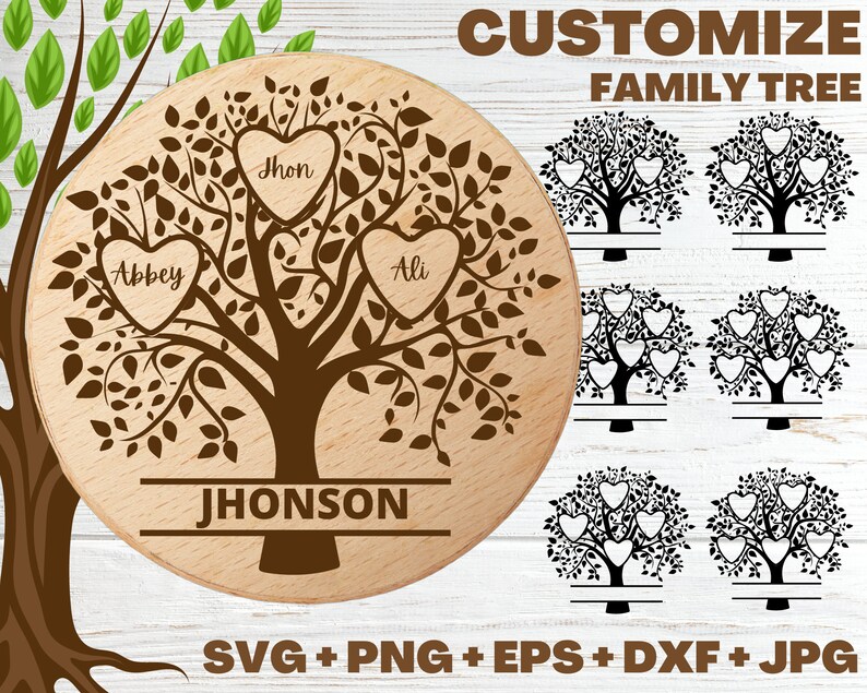 Family Tree With Branches Svg Bundle Family Tree Heart SVG - Etsy
