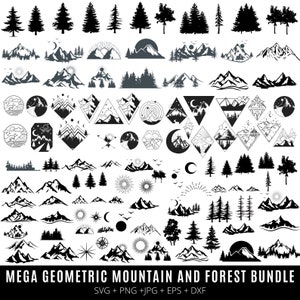 MEGA Geometric Mountain and Forest BUNDLE, Mountain Svg Hand Drawn ...