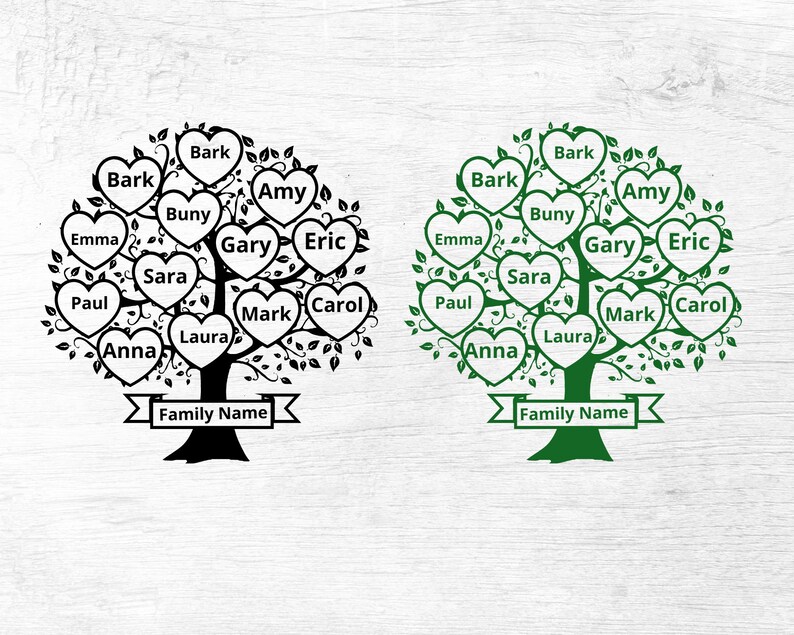 Family Tree Svg 13 Members, Family Heart Tree Svg, Family Reunion Svg ...